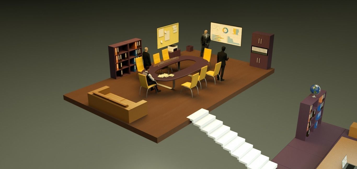 Business Office Rooms Isometric 3D model | CGTrader