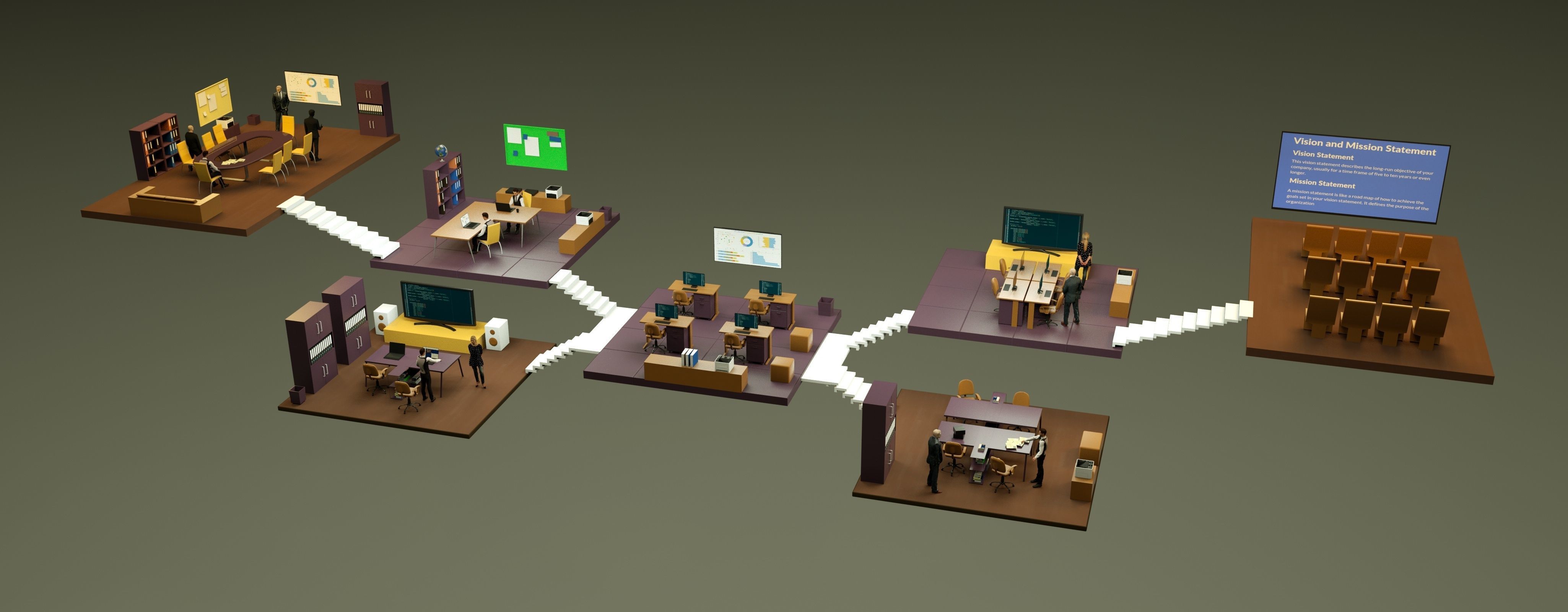 Business Office Rooms Isometric 3D model | CGTrader