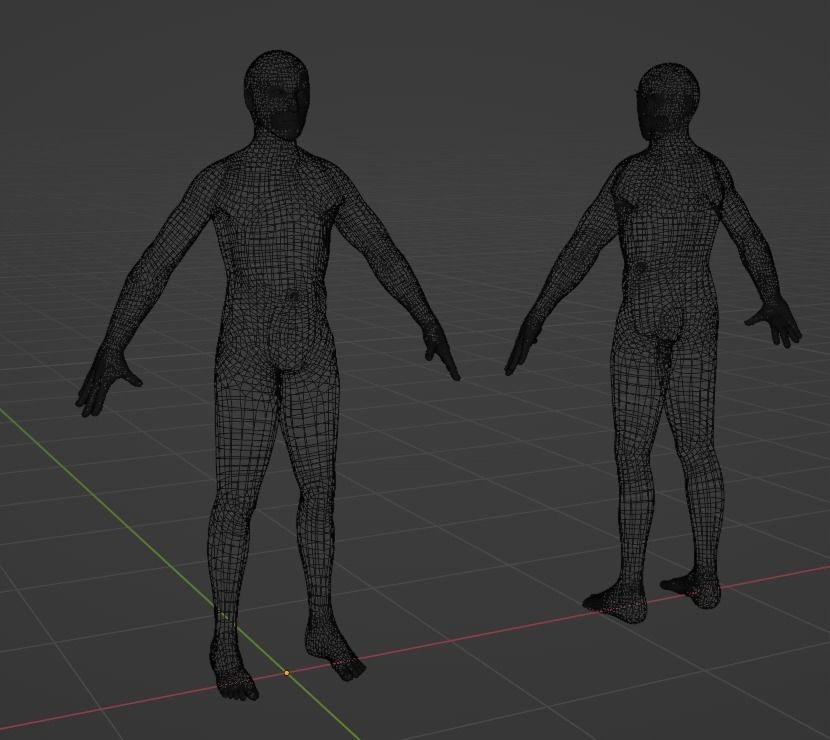 3D model Male Human Body Basemesh Rigged UV low-poly VR / AR / low-poly ...