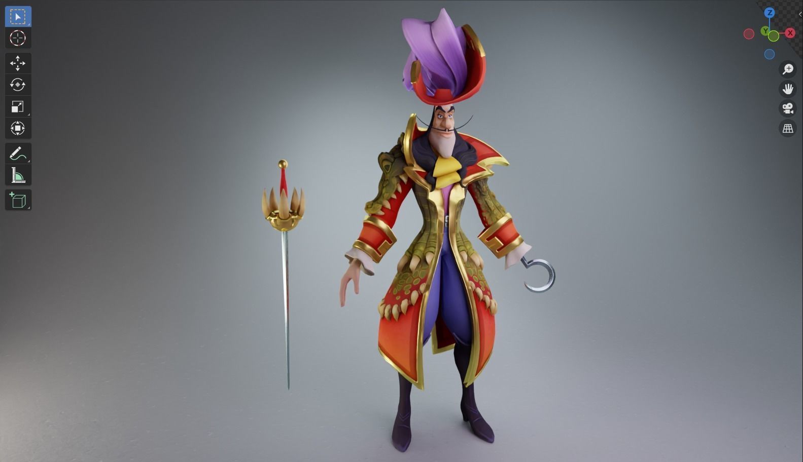 Captain Hook rigged 3D model rigged | CGTrader