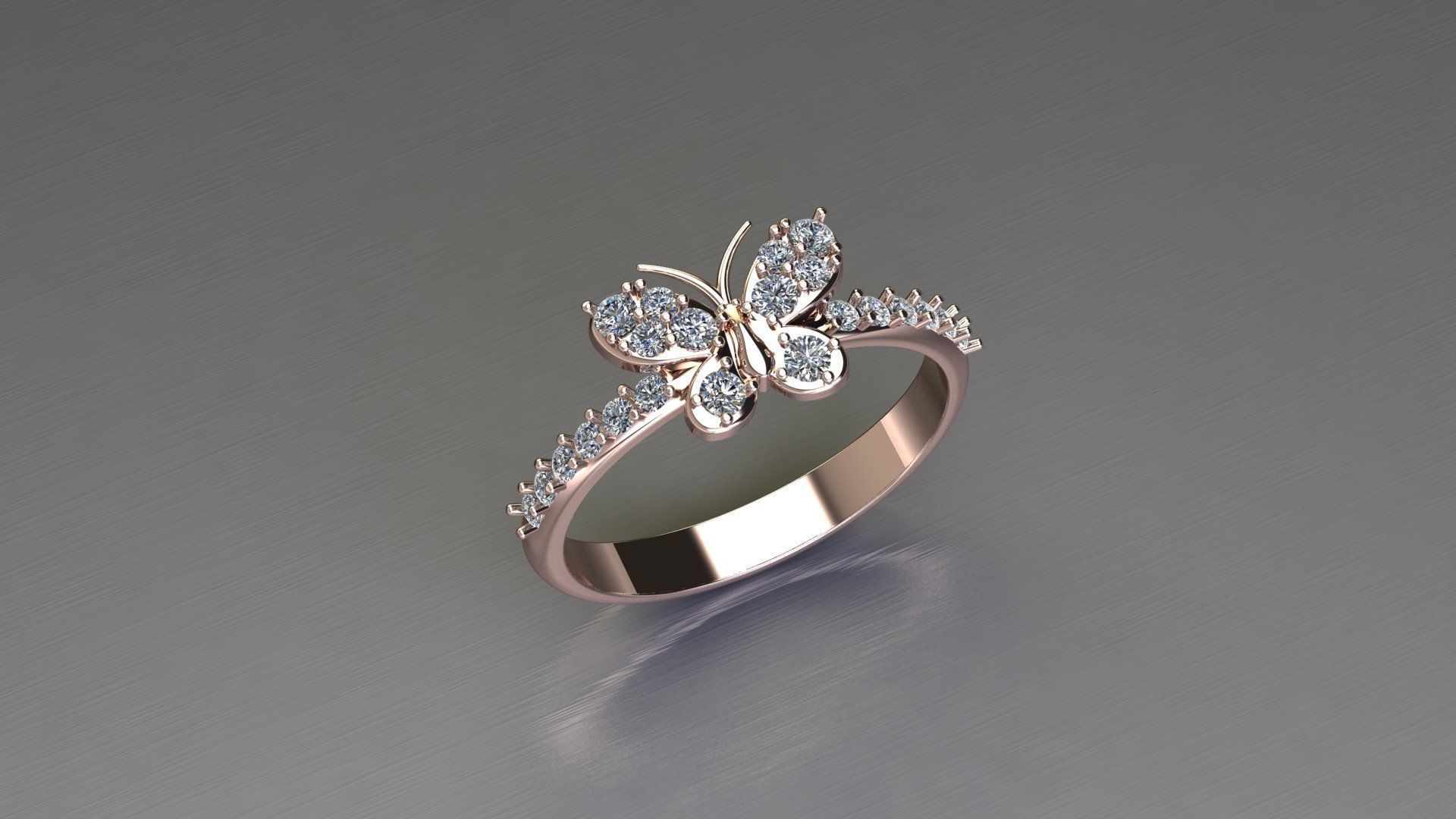 Butterfly Solitare Women Ring cad file 3D 3D model | CGTrader