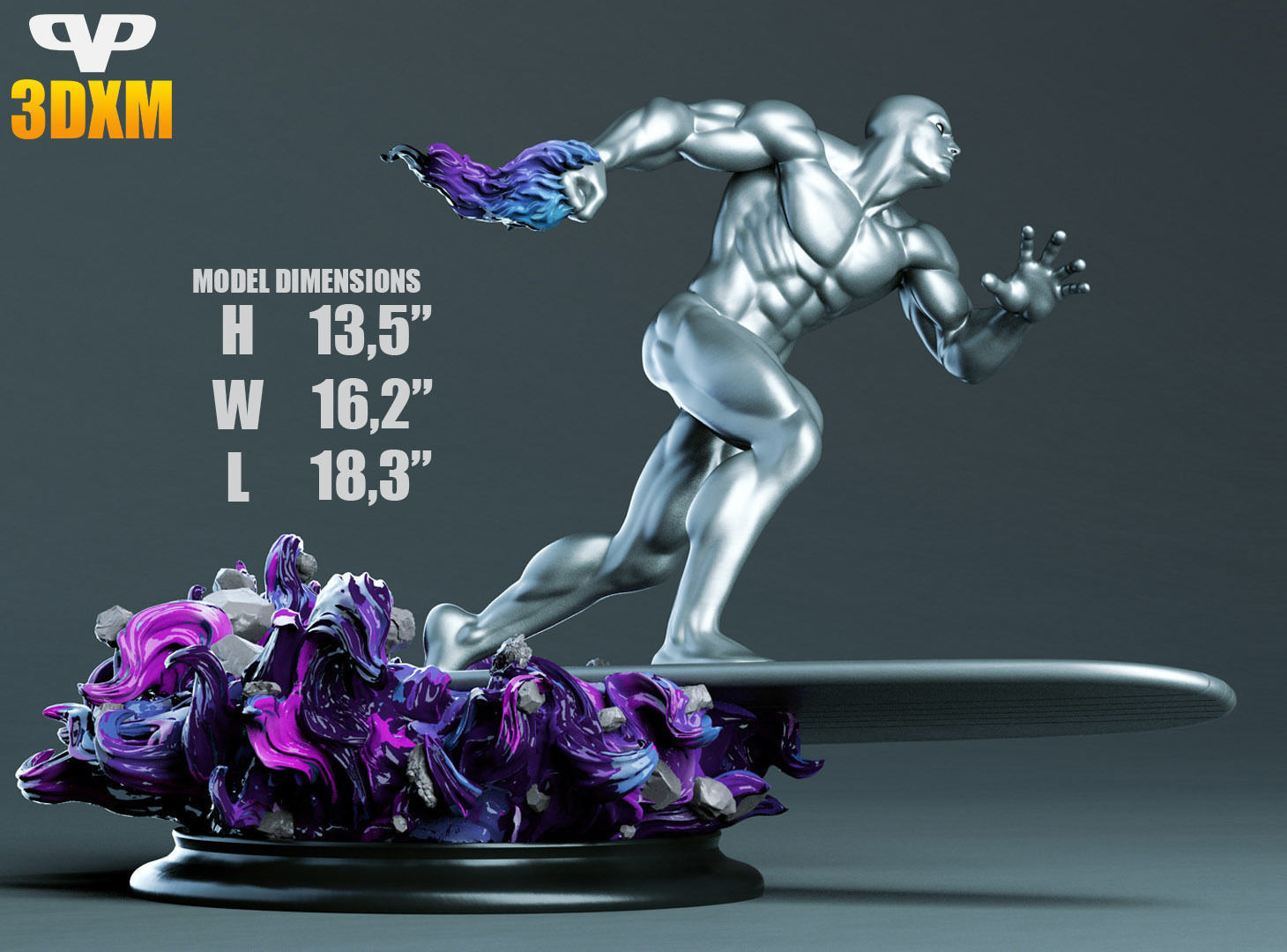 Silver Surfer STL for 3D Printing ChibiSTL 3DXM 3D model 3D printable | CGTrader