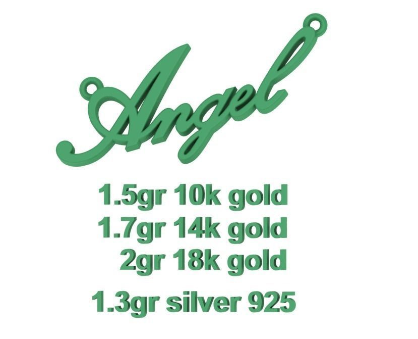 Angel Word Necklace 27mm wide Angel Inscription Necklace 3D model 3D ...