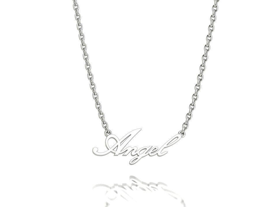 Angel Word Necklace 27mm wide Angel Inscription Necklace 3D model 3D ...