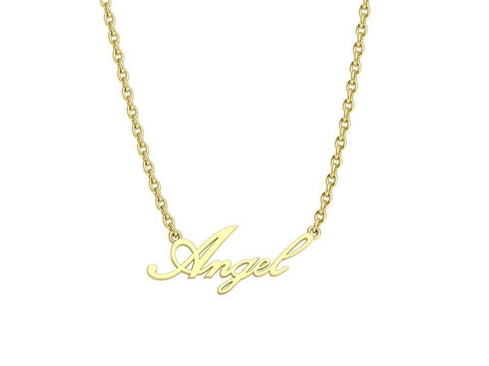 Angel Word Necklace 27mm wide Angel Inscription Necklace 3D model 3D ...