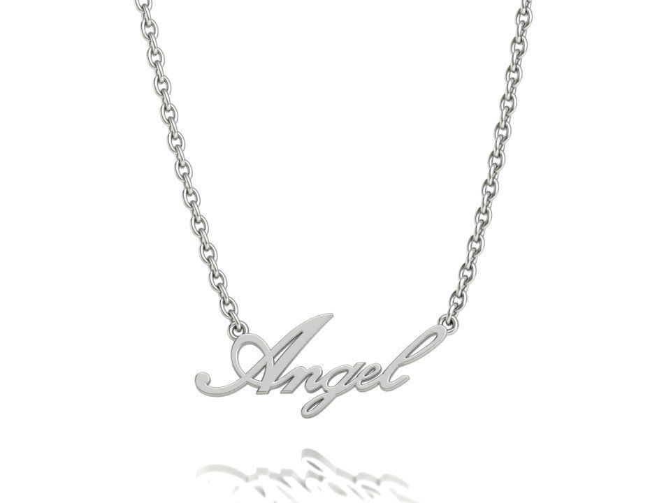 Angel Word Necklace 27mm wide Angel Inscription Necklace 3D model 3D ...