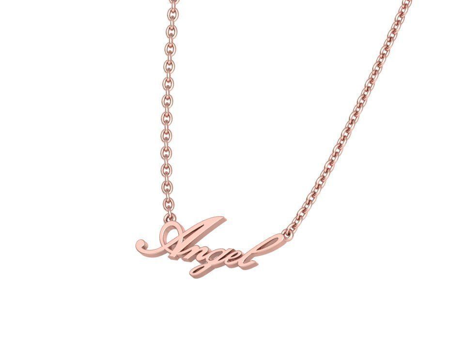 Angel Word Necklace 27mm wide Angel Inscription Necklace 3D model 3D ...