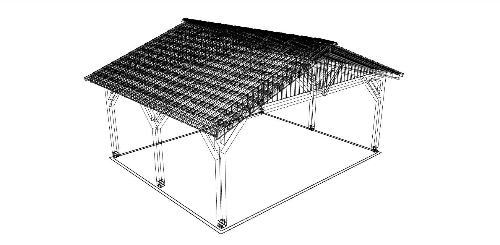 5x6 carport red tile 3D model | CGTrader