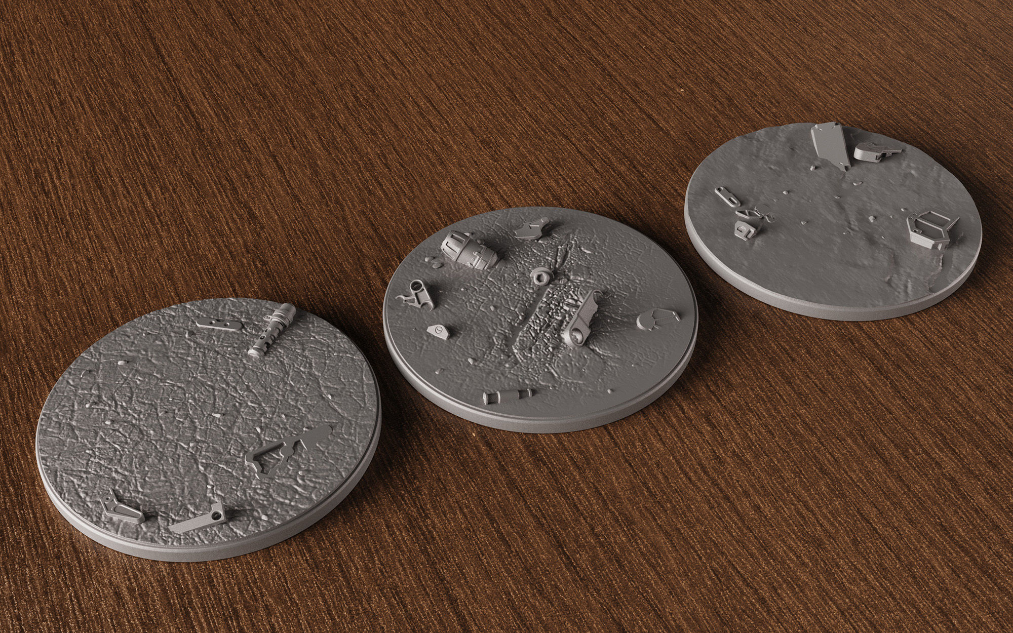 FREE - 3 BATTLEFIELD DEBRIS BASES 100 mm 3D Print Ready free 3D model ...