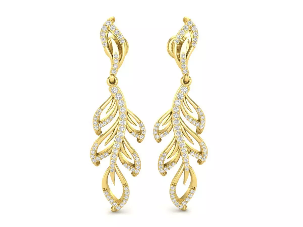 AV 351 Diamond Ladies Leaf Drop Shaped Earrings 3D model 3D printable ...