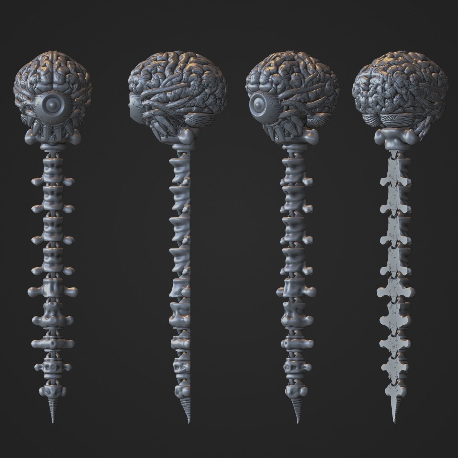 Articulated Brain Monster Flexi Spine 3D model 3D printable | CGTrader