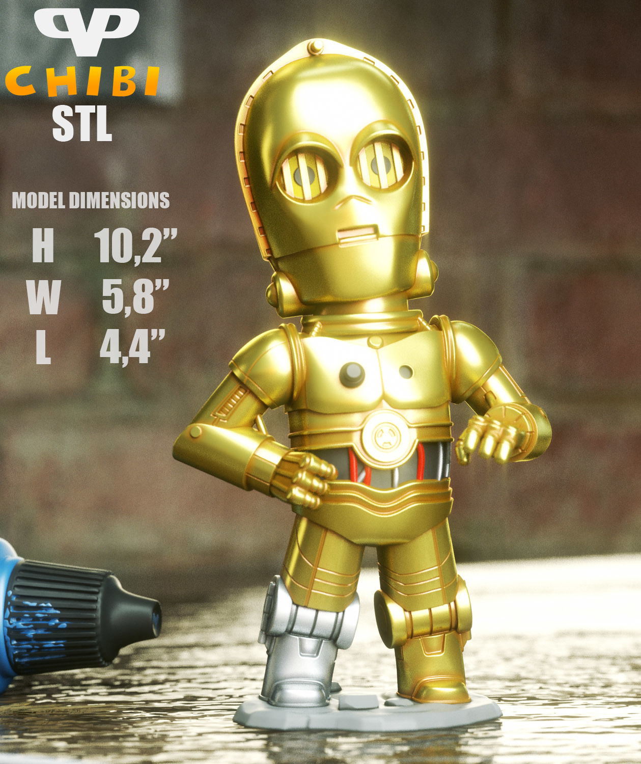 C-3PO Chibi STL for 3D Printing ChibiSTL 3DXM 3D model 3D printable ...