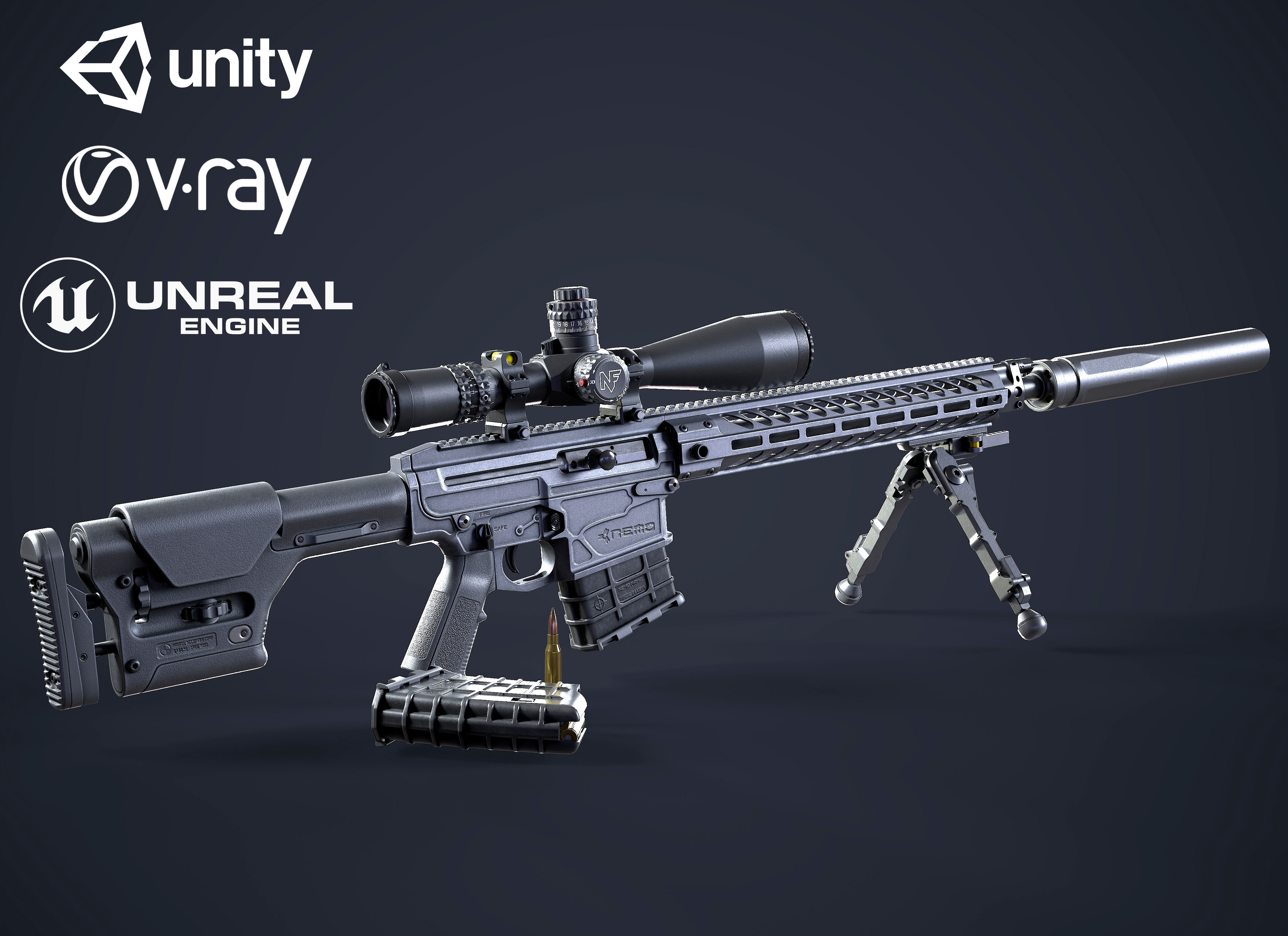 3D model Sniper Rifle OMEN 300 WIN MAG VR / AR / low-poly | CGTrader