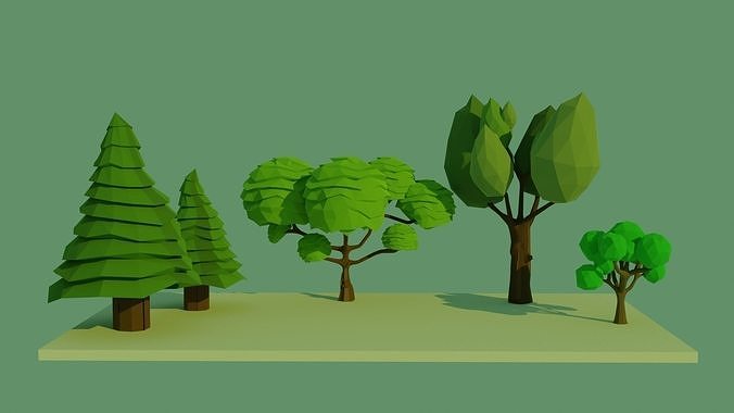 3D model Pack x5 LowPoly Forest tree VR / AR / low-poly | CGTrader