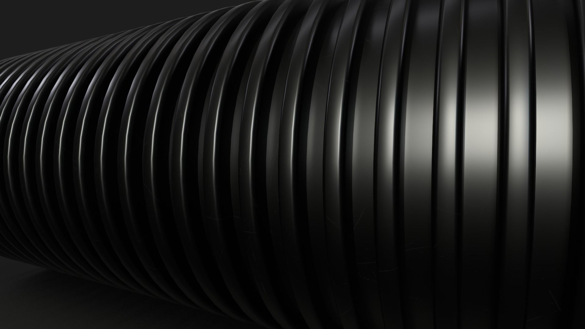 4 Foot by 1 Foot Black Corrugated Tube free 3D model | CGTrader