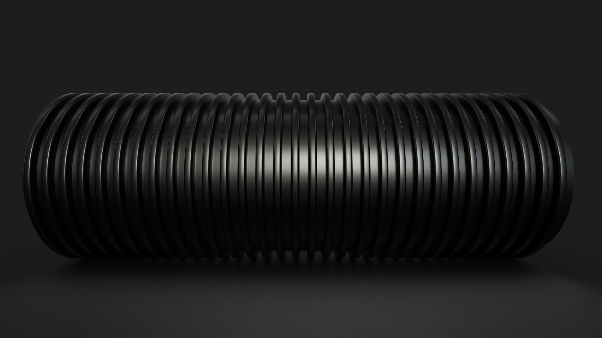 4 Foot by 1 Foot Black Corrugated Tube free 3D model | CGTrader
