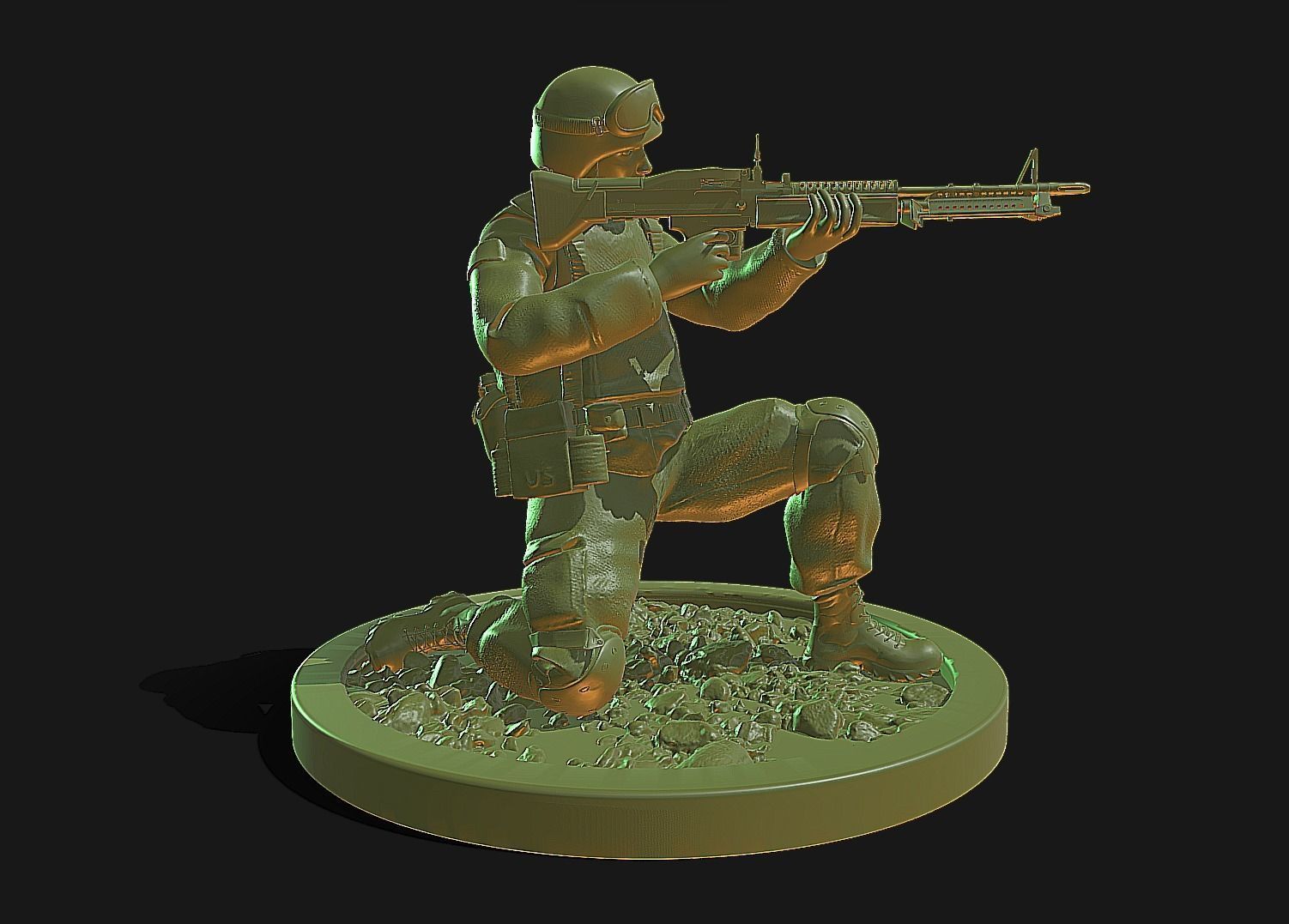 75th Ranger Crouching Aiming - US Army 3D model 3D printable | CGTrader