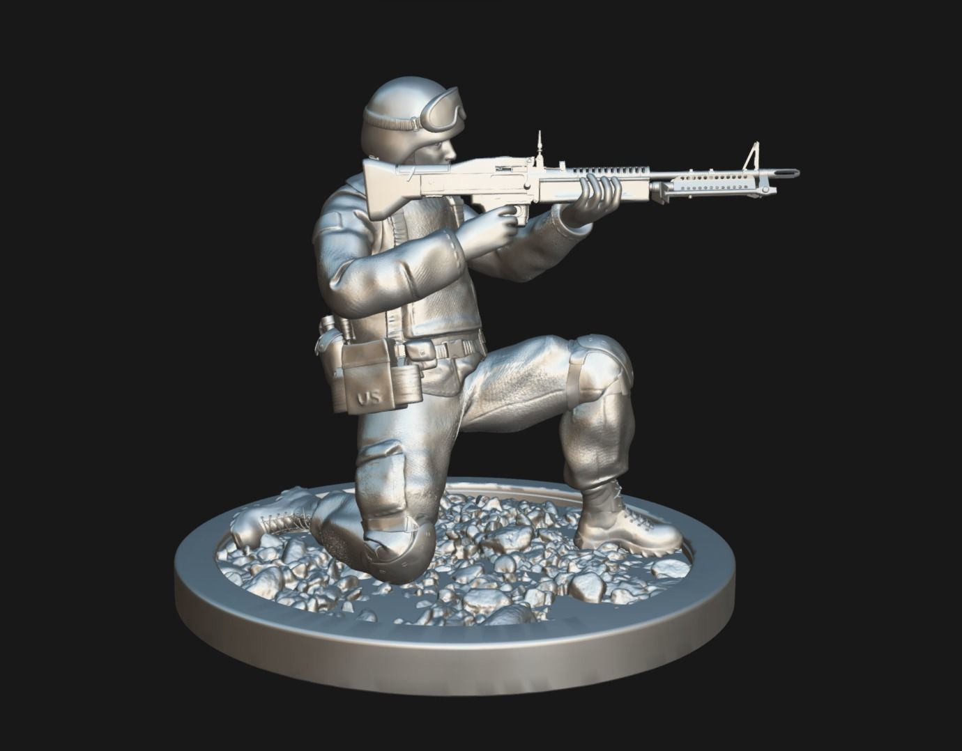 75th Ranger Crouching Aiming - US Army 3D model 3D printable | CGTrader