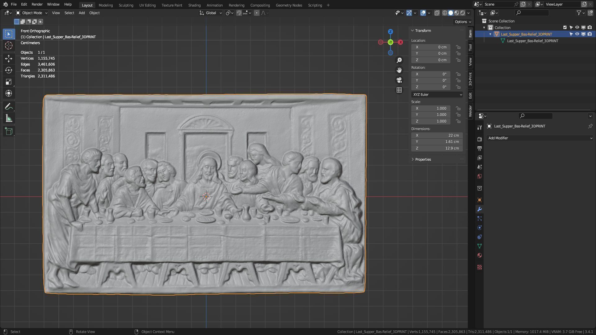 Last Supper Bas-Relief 3D model 3D printable | CGTrader