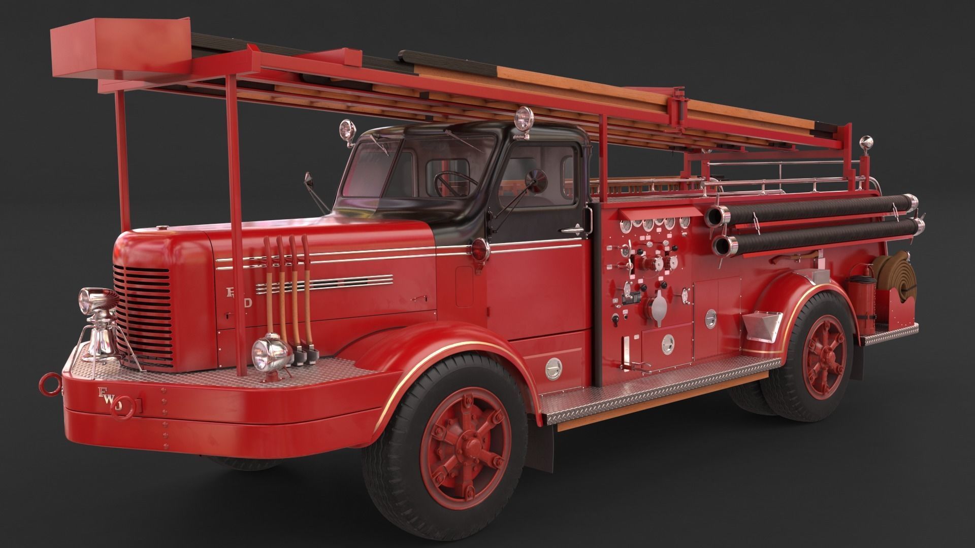 Fire Truck - ENGINE 97 1953 FWD Pumper high poly 3D model | CGTrader