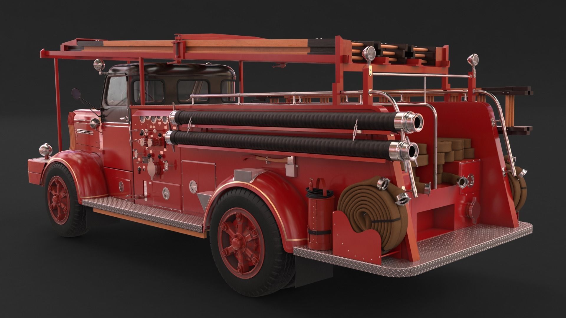 Fire Truck - ENGINE 97 1953 FWD Pumper high poly 3D model | CGTrader