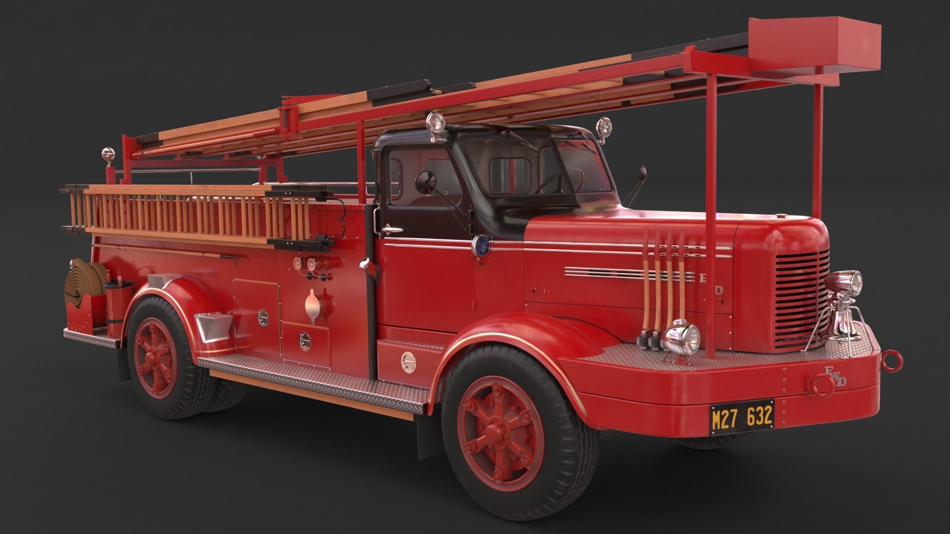 Fire Truck - ENGINE 97 1953 FWD Pumper high poly 3D model | CGTrader