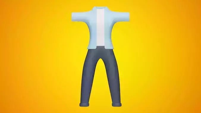 Man Short Shirt and Trousers Clothes 3D Cartoon Character Style 3D ...