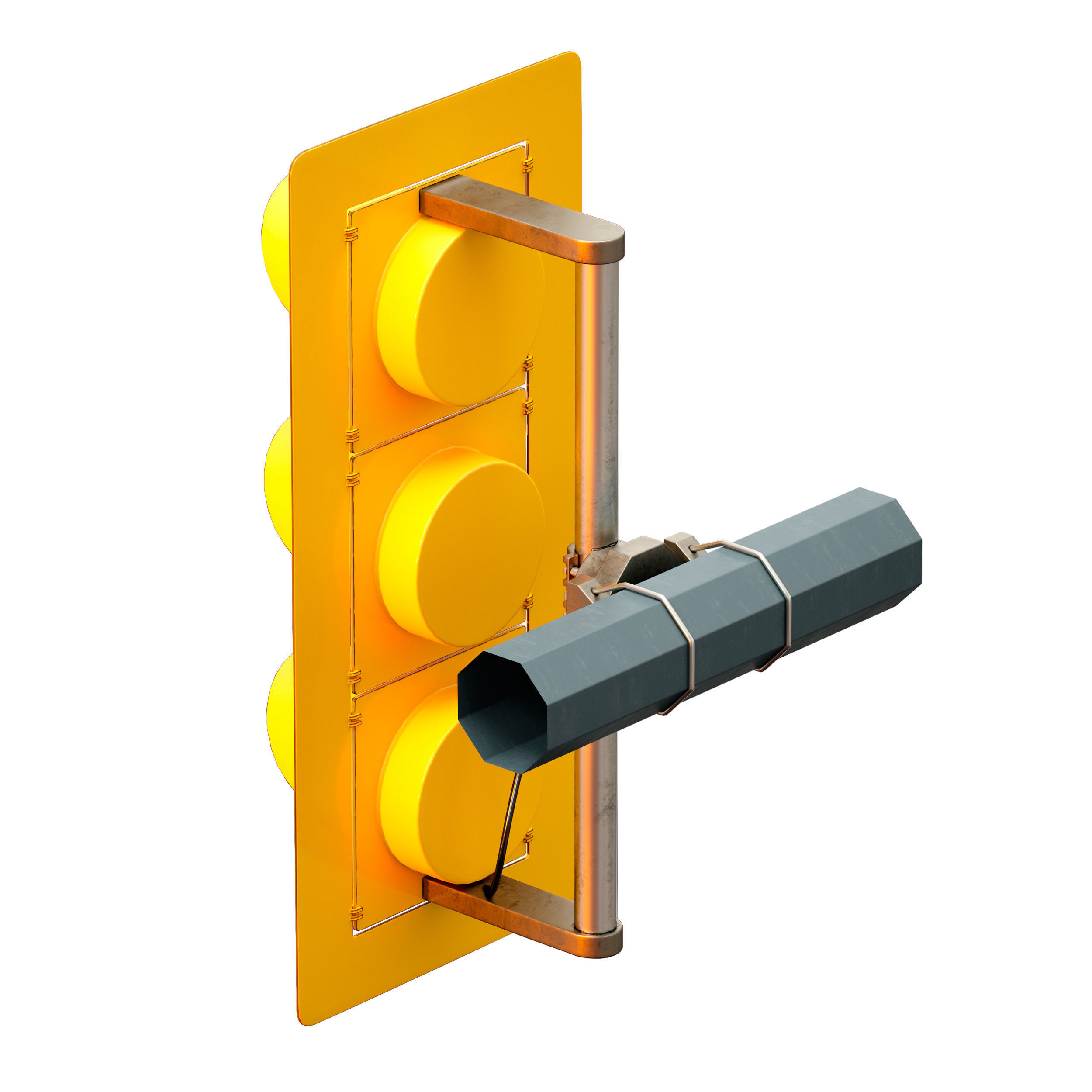Yellow traffic light 3D model | CGTrader