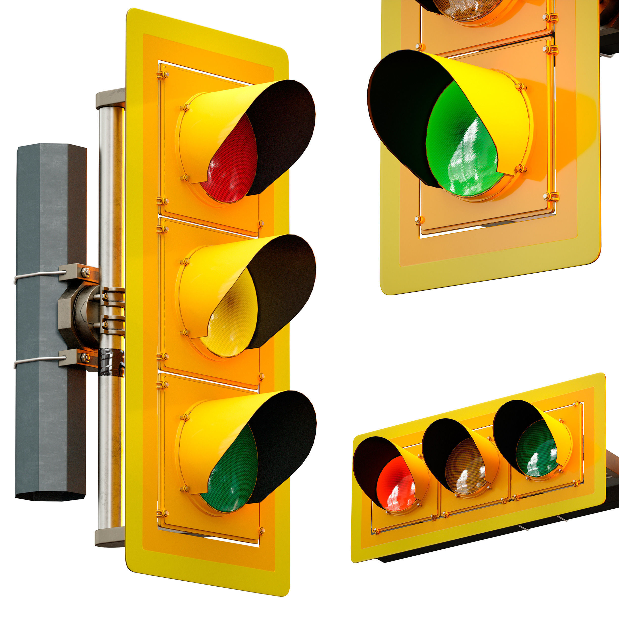 Yellow traffic light 3D model | CGTrader