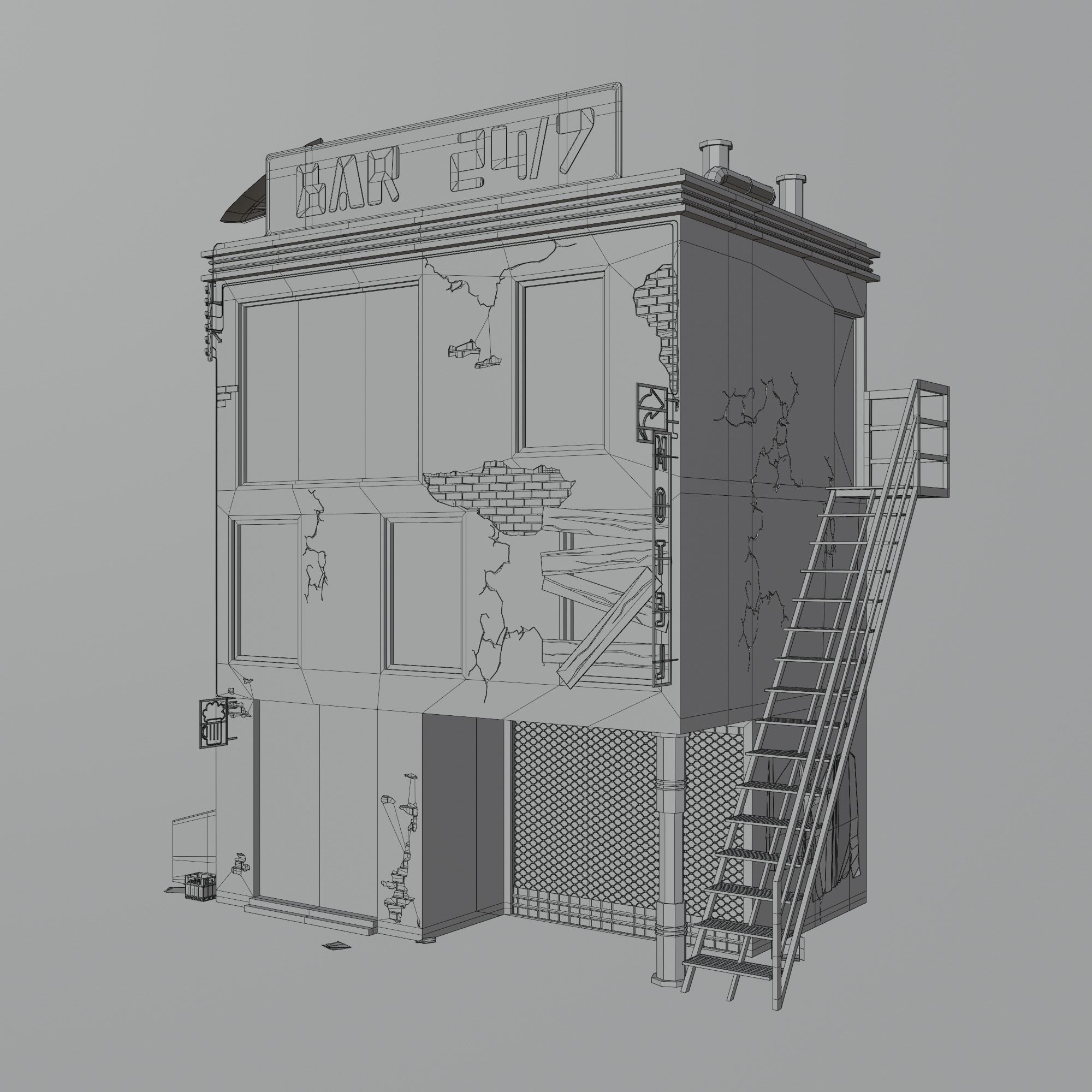 3D model Cyberpunk style building VR / AR / low-poly | CGTrader