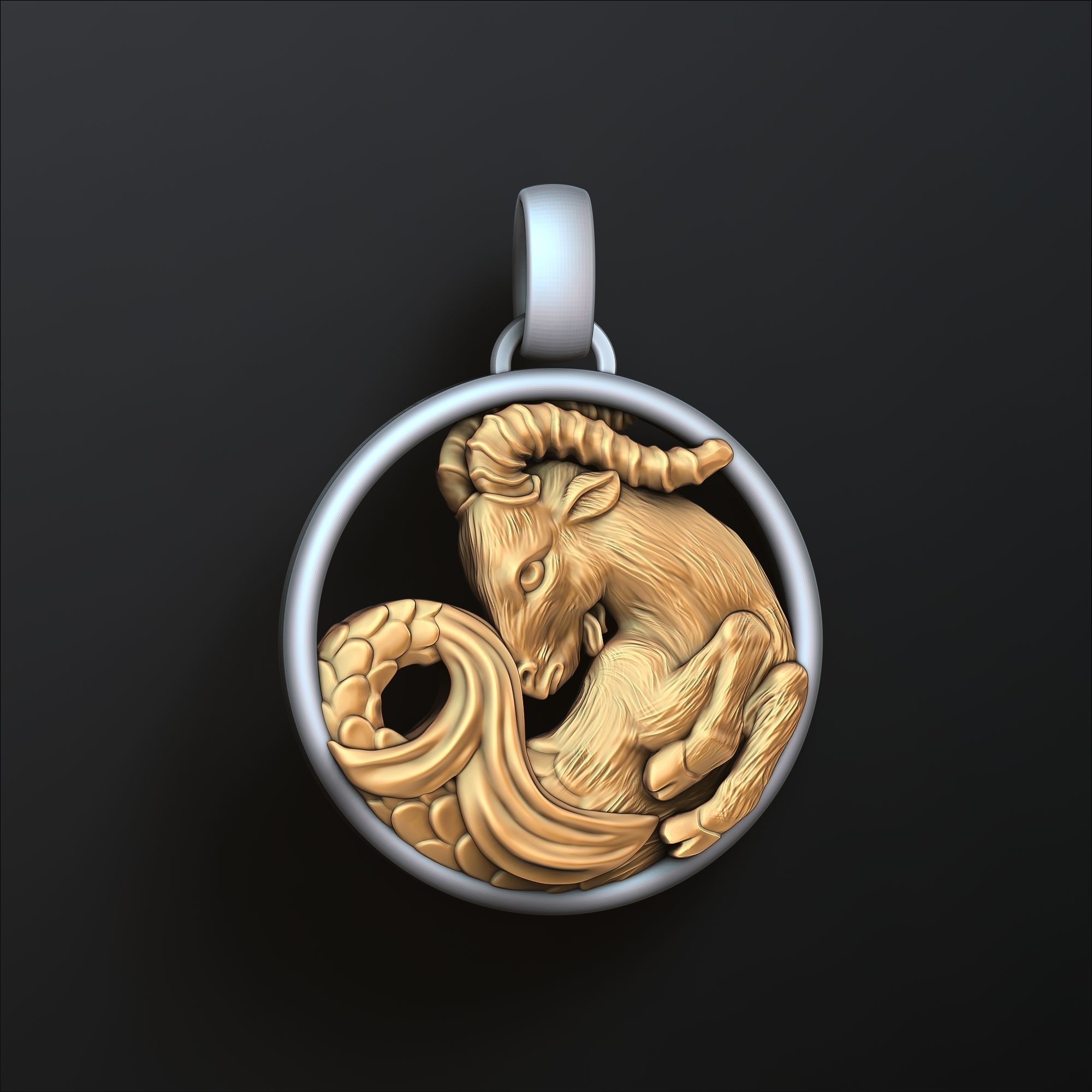 Zodiac Horoscope Capricorn Pendant 3D model 3D printable | CGTrader