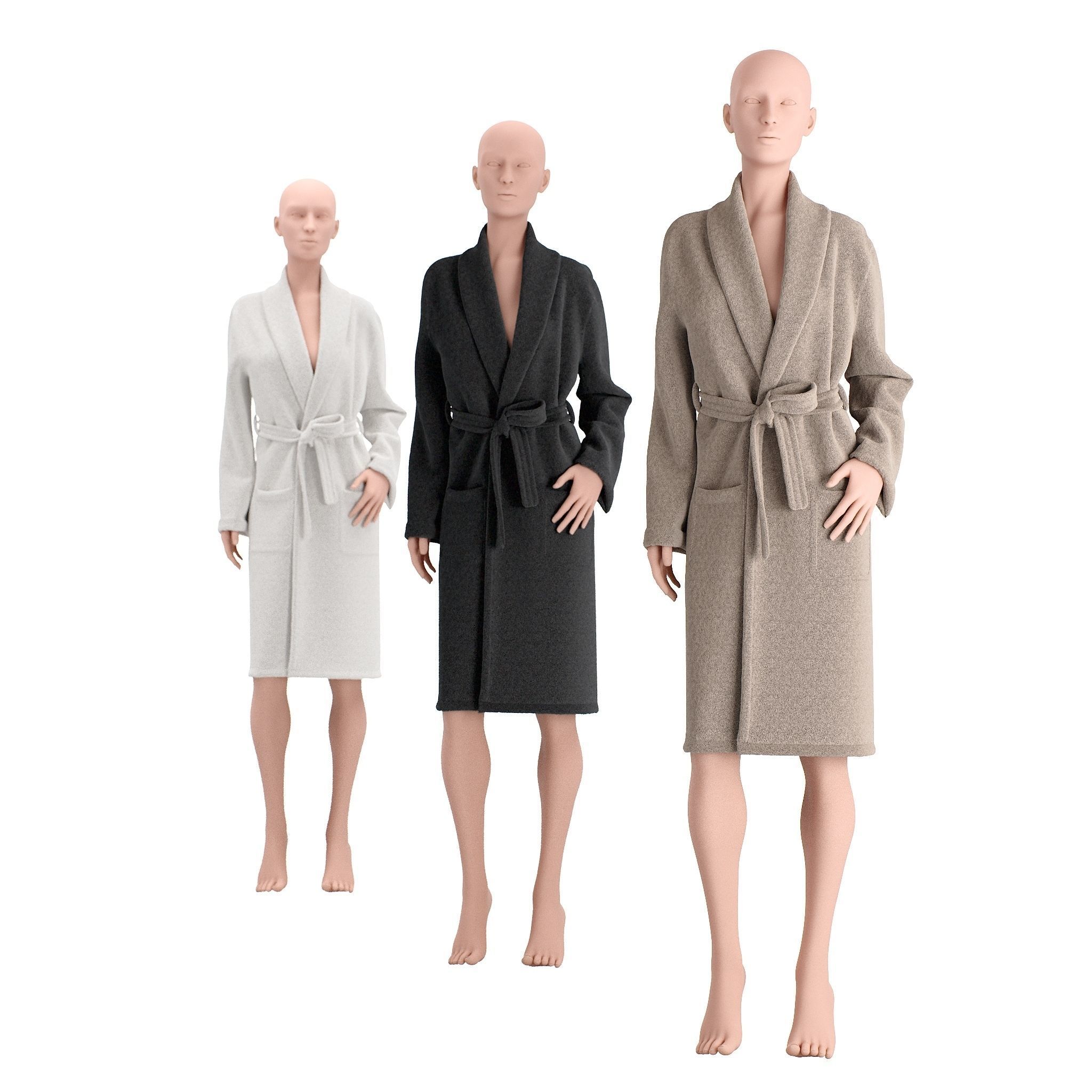 Bathrobe Mannequin Set 09 3D model | CGTrader