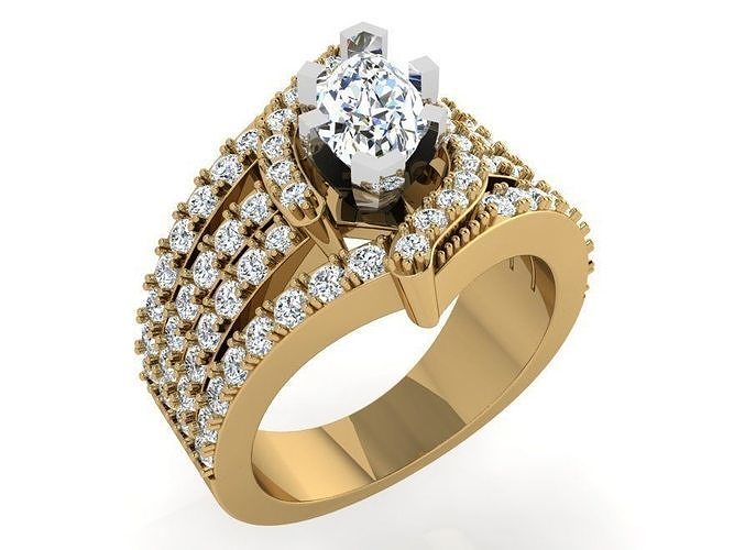 4-Row diamond ring 3576 3D print model 3D model 3D printable | CGTrader