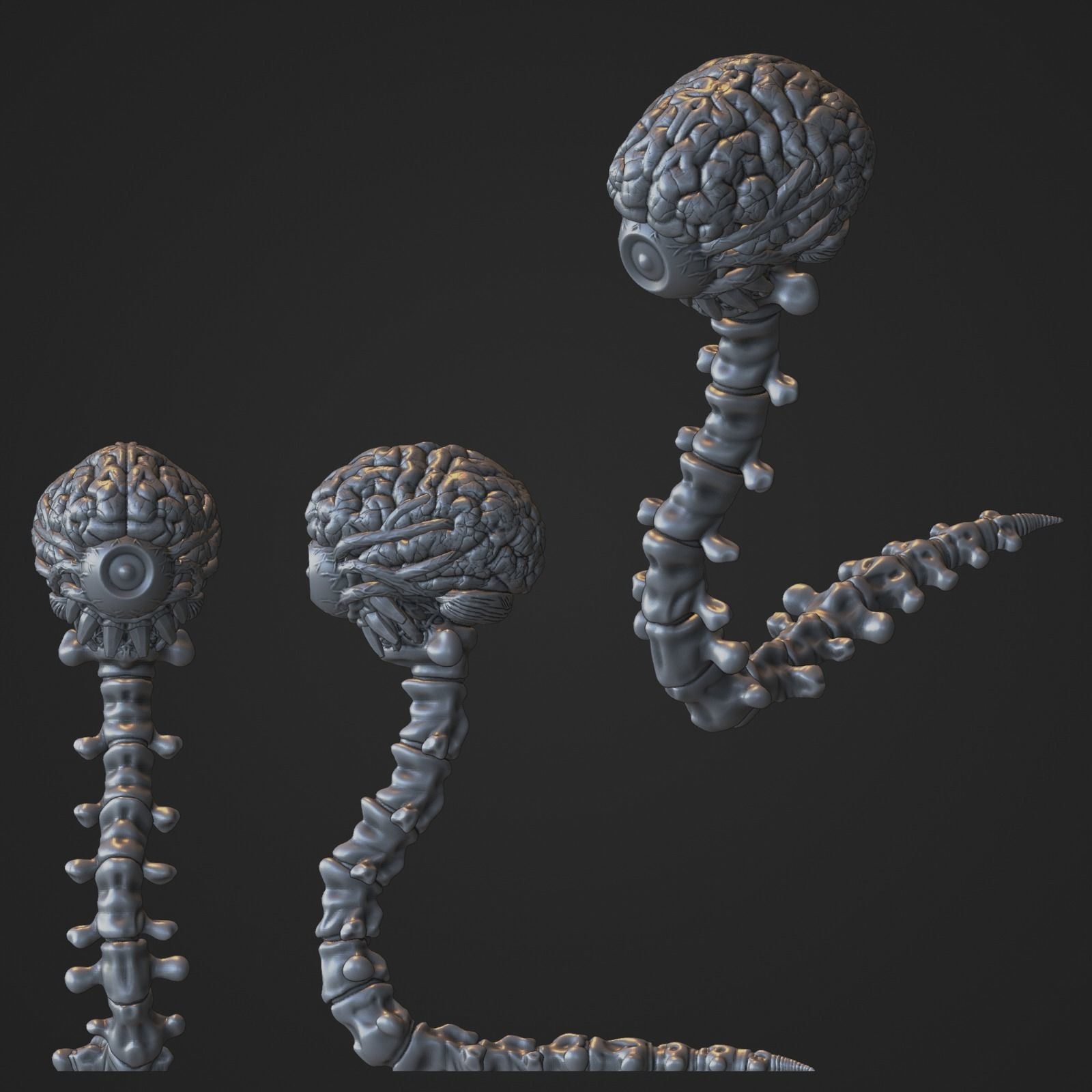 Brain Monster Miniature Figurine Static 3D model 3D printable | CGTrader
