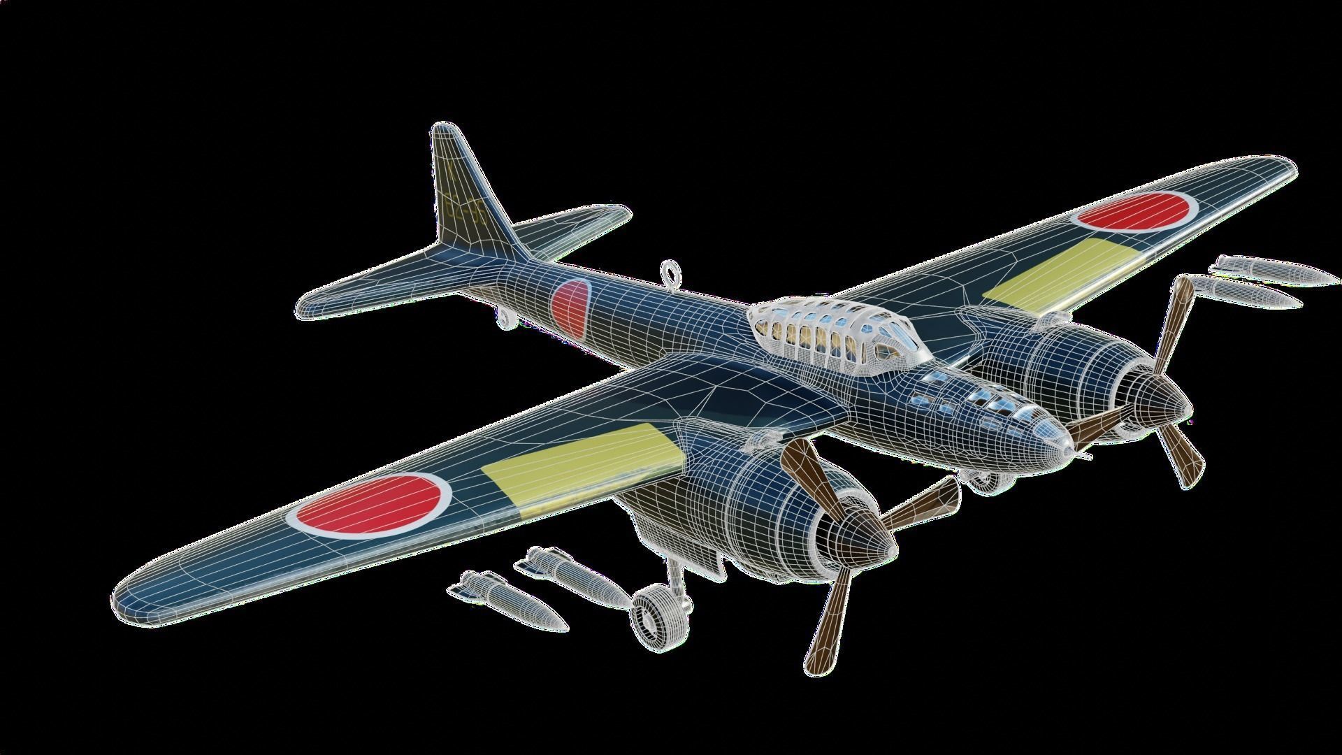 3D model WWII Japanese Jet Bomber Yokosuka P1Y Ginga VR / AR / low-poly | CGTrader