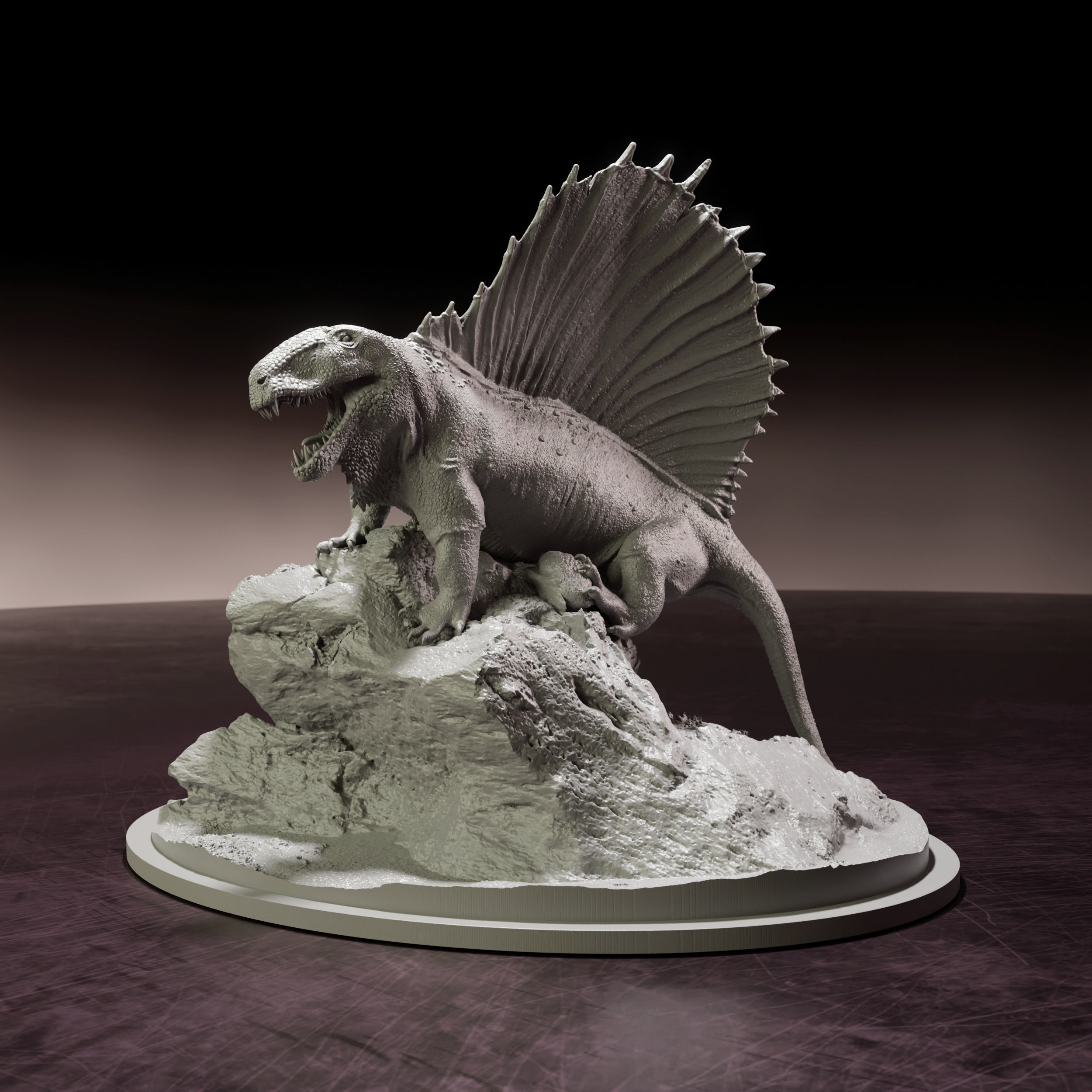 Dimetrodon on a rock - pre-supported 3D model 3D printable | CGTrader