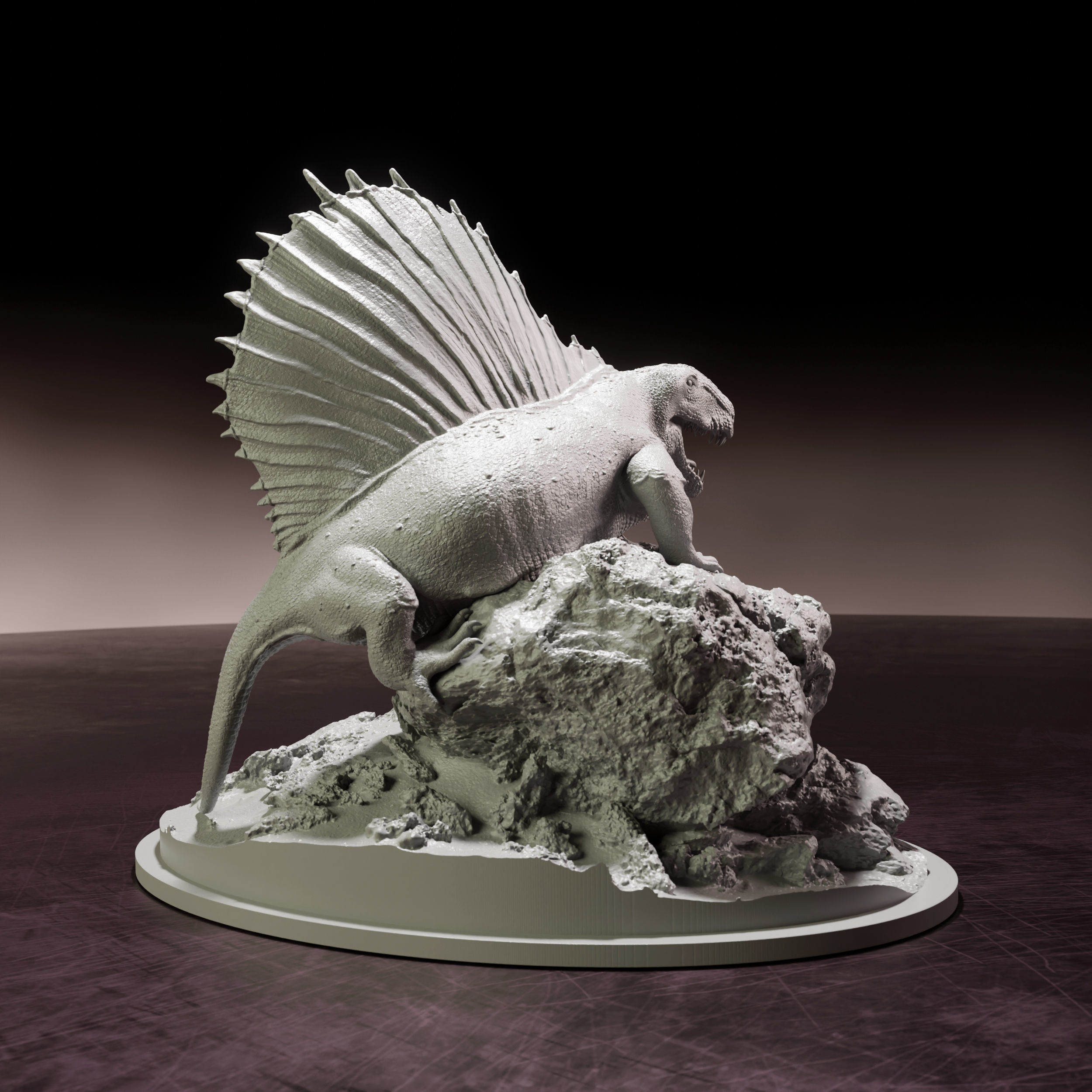 Dimetrodon on a rock - pre-supported 3D model 3D printable | CGTrader