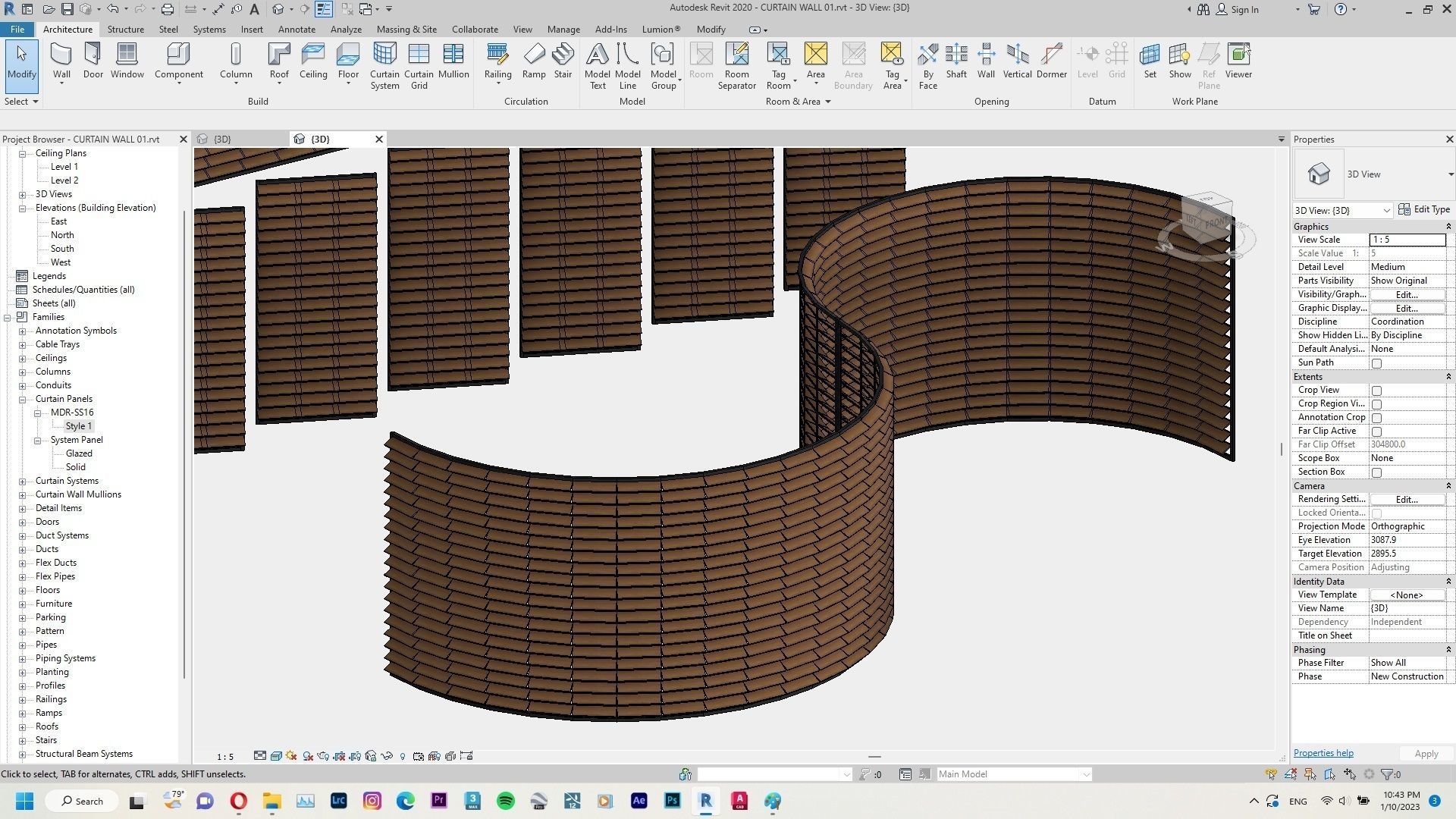 curtain wall revit family - wooden sun shading 3D model | CGTrader