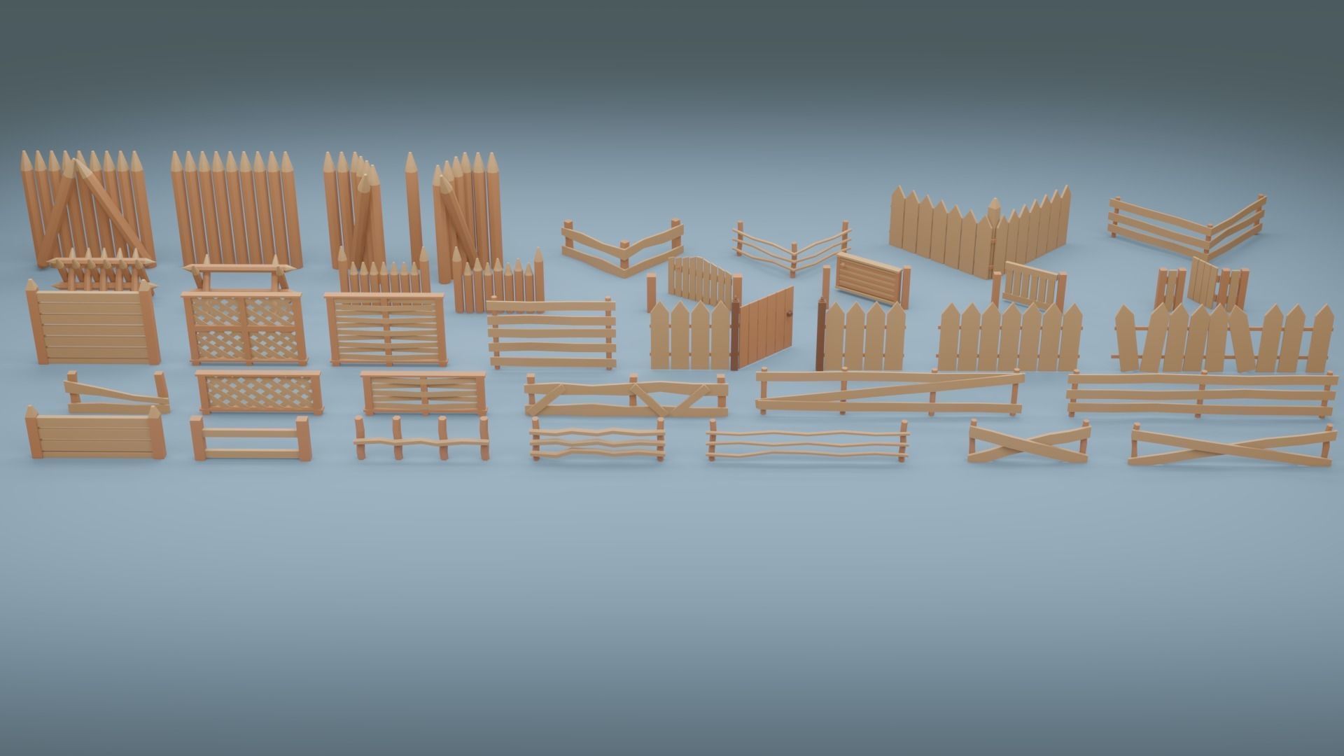 3D model Low Poly Fence Assets VR / AR / low-poly | CGTrader
