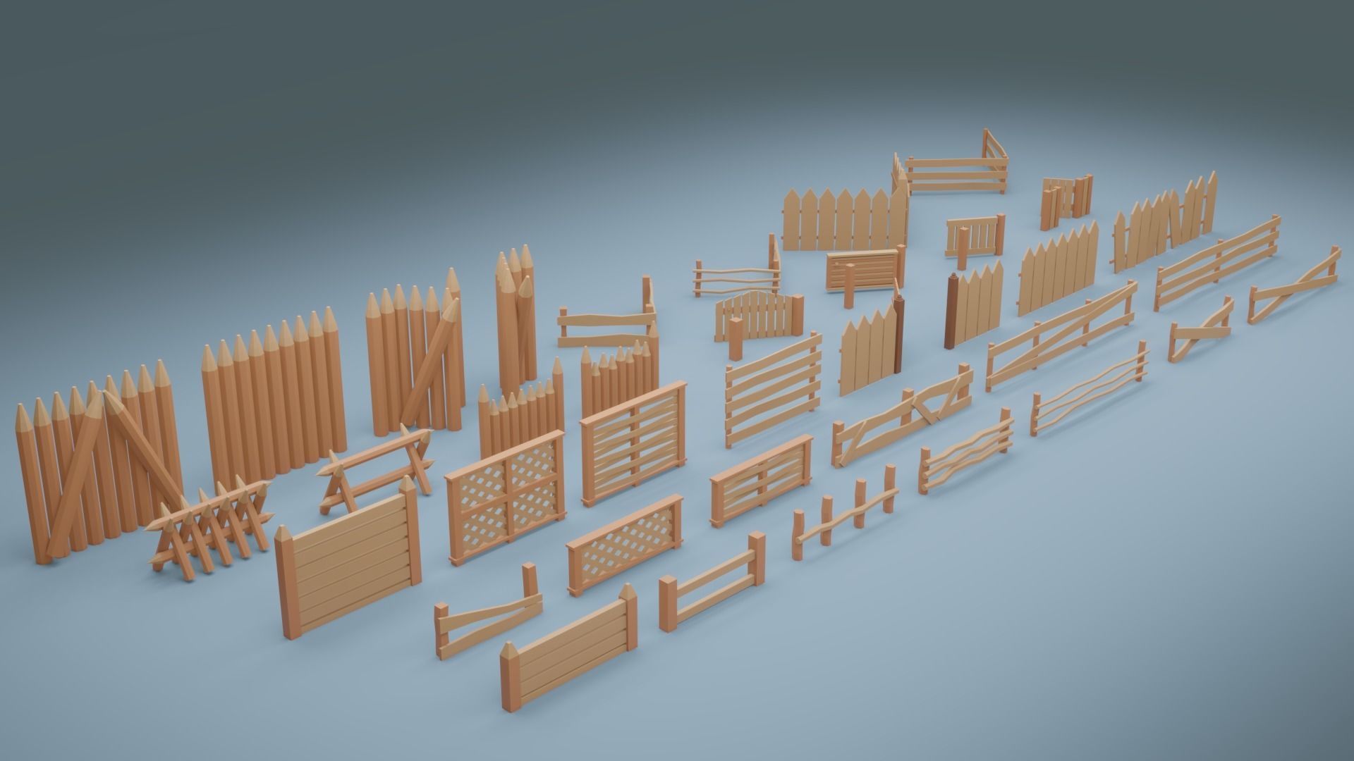 3D model Low Poly Fence Assets VR / AR / low-poly | CGTrader