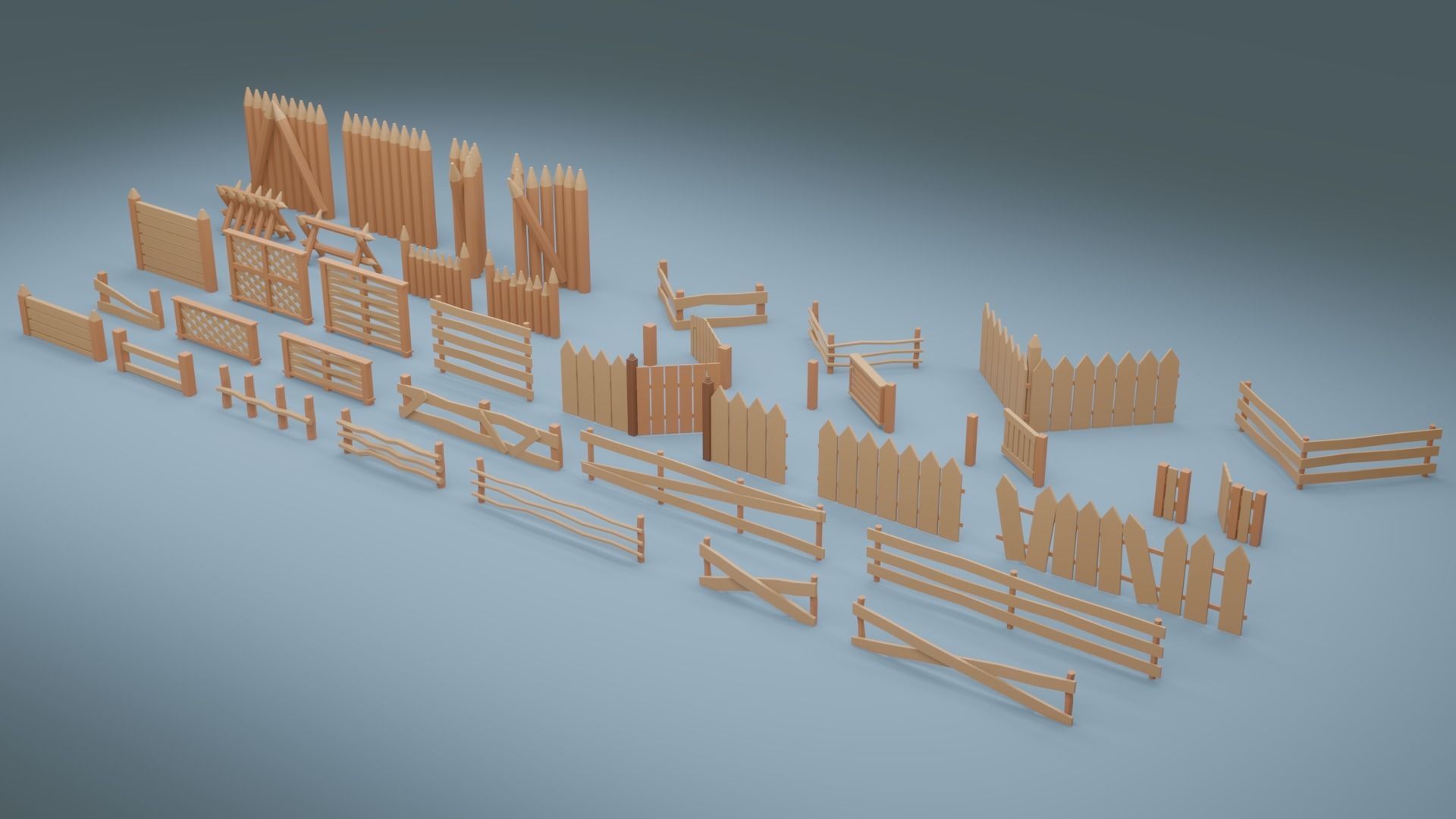 3D model Low Poly Fence Assets VR / AR / low-poly | CGTrader