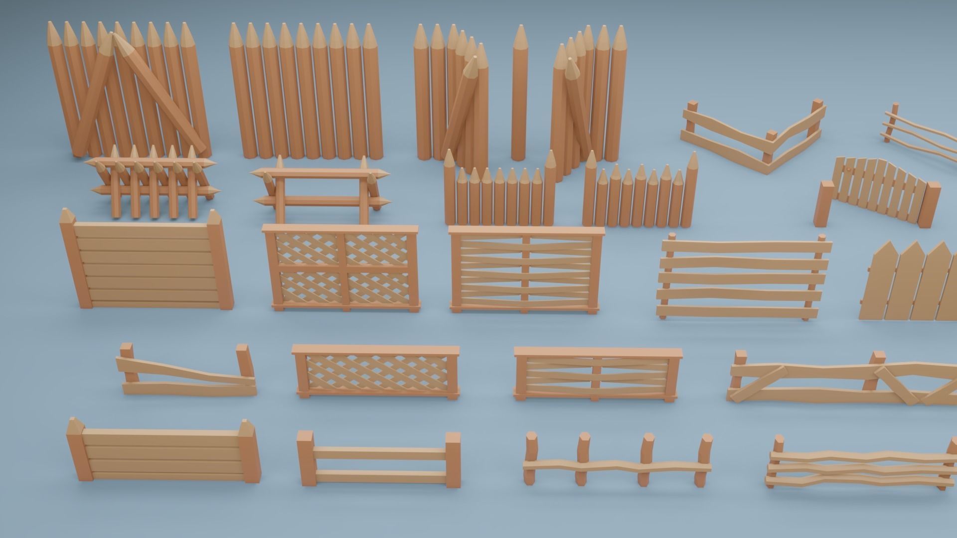 3D model Low Poly Fence Assets VR / AR / low-poly | CGTrader