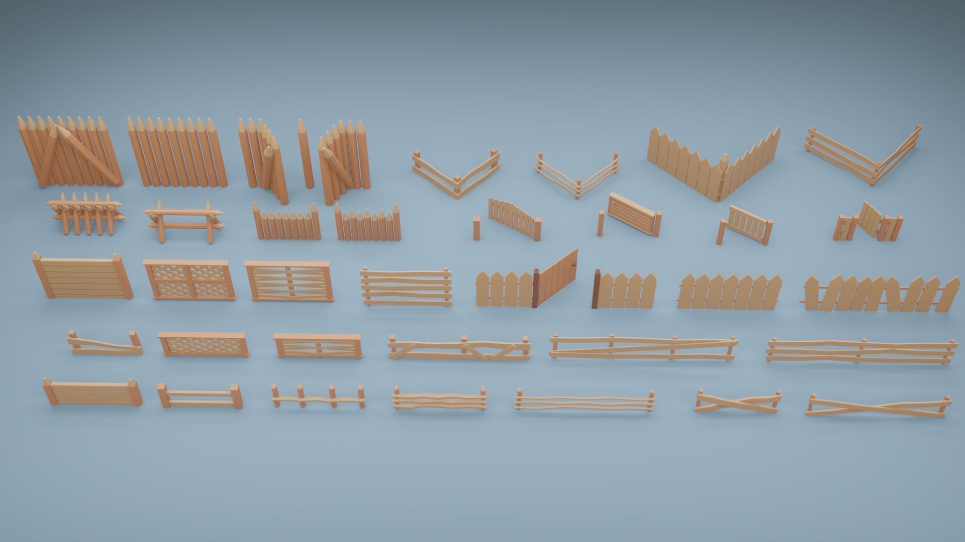 3D model Low Poly Fence Assets VR / AR / low-poly | CGTrader