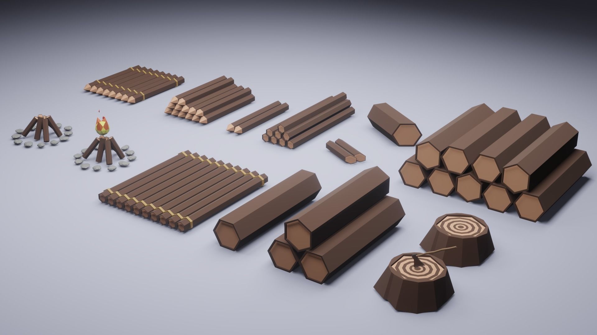 3D model Low Poly Wood Assets VR / AR / low-poly | CGTrader