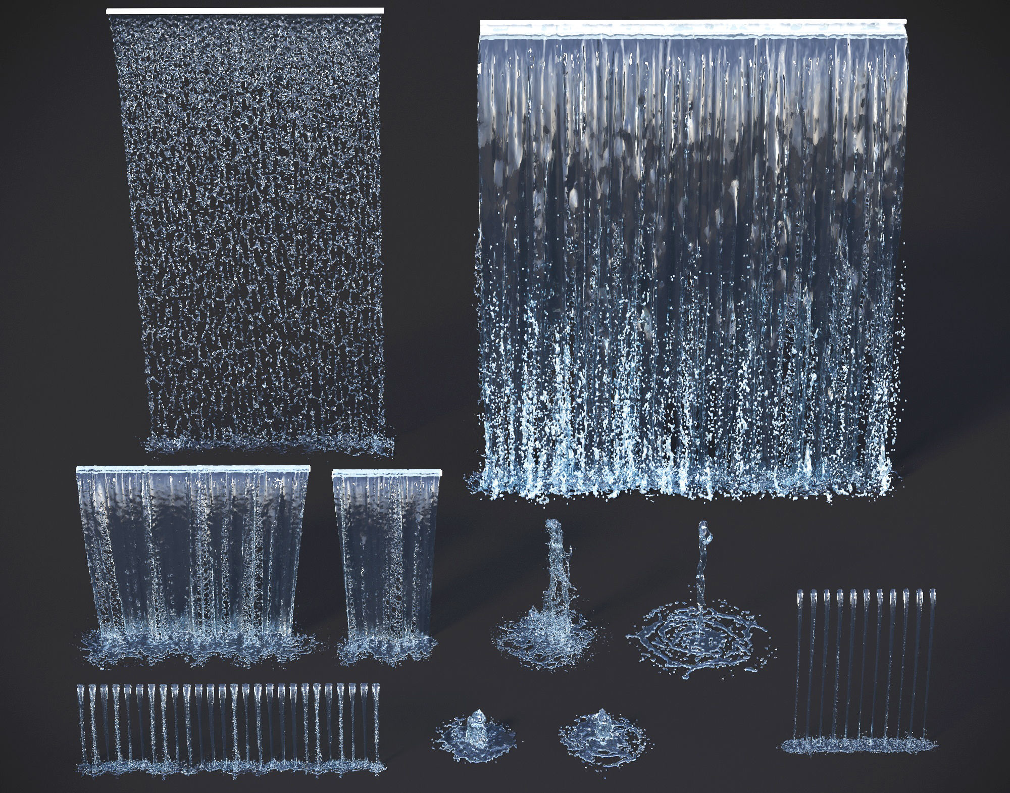 Waterfalls and Fountains Collection 3 3D model | CGTrader