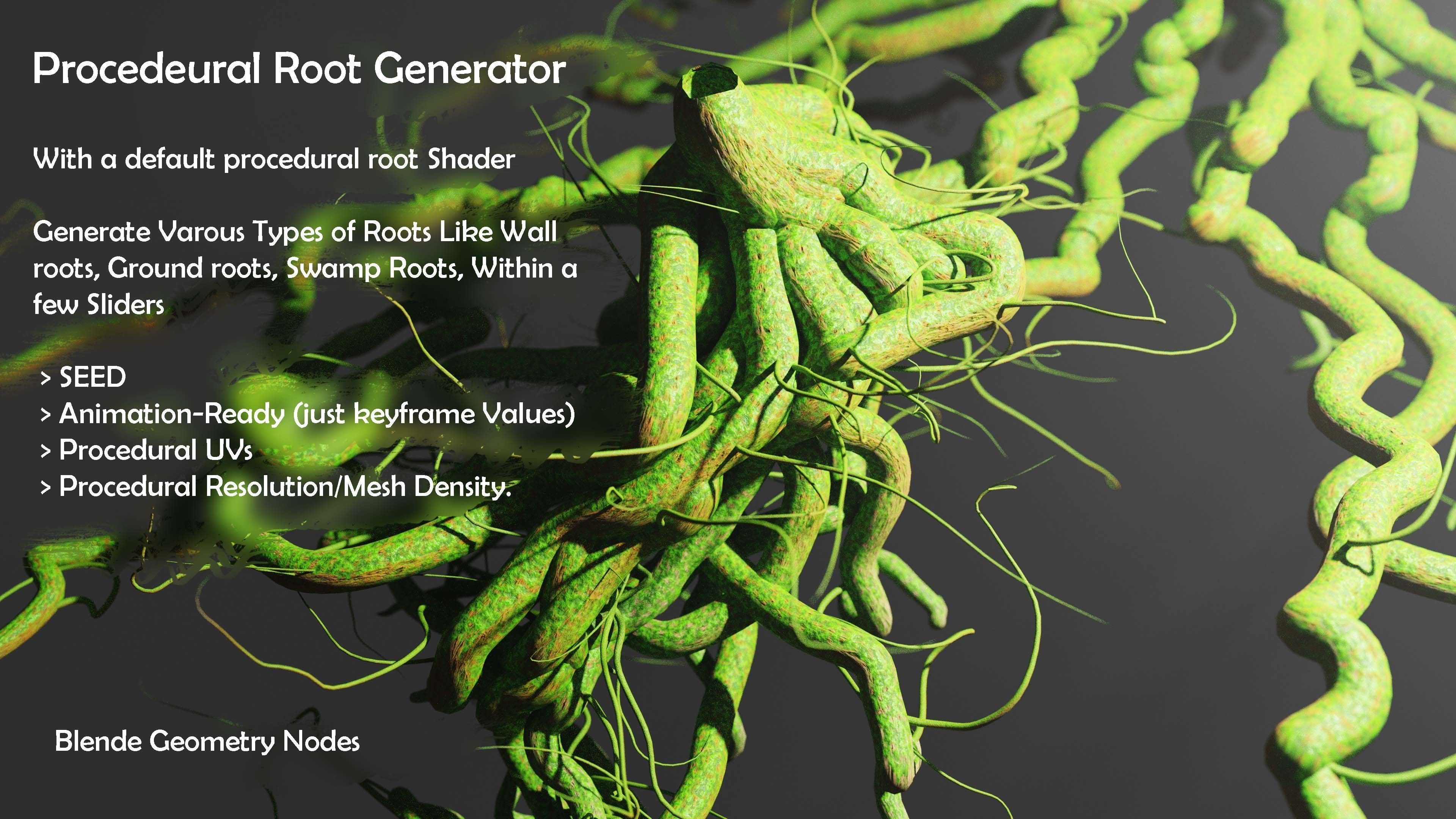 Root generator - Animation Ready - Geometry Nodes 3D model animated ...
