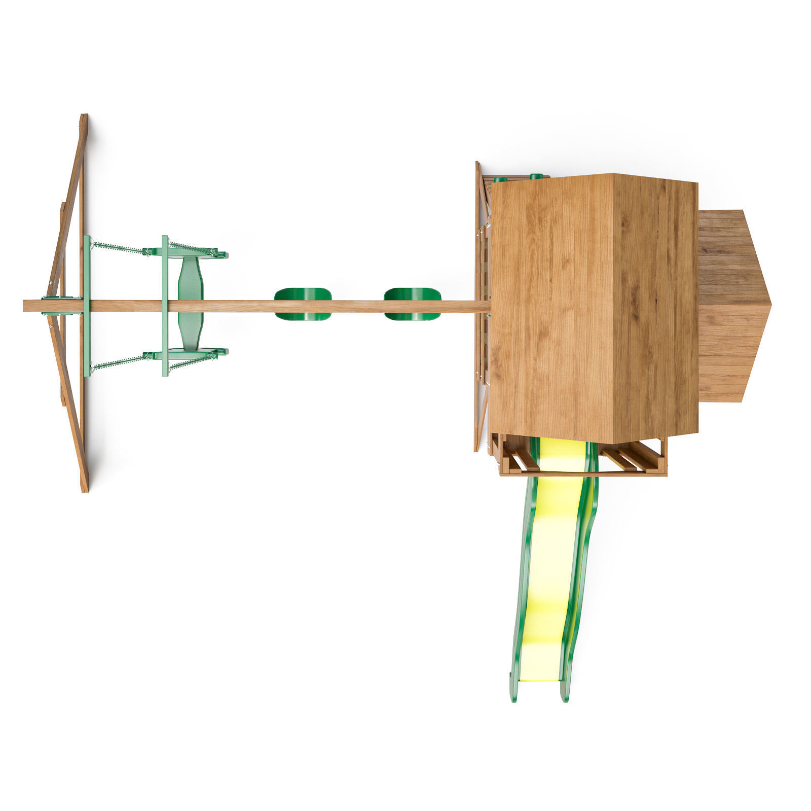 Tanglewood Wooden Swing Set 3D model | CGTrader