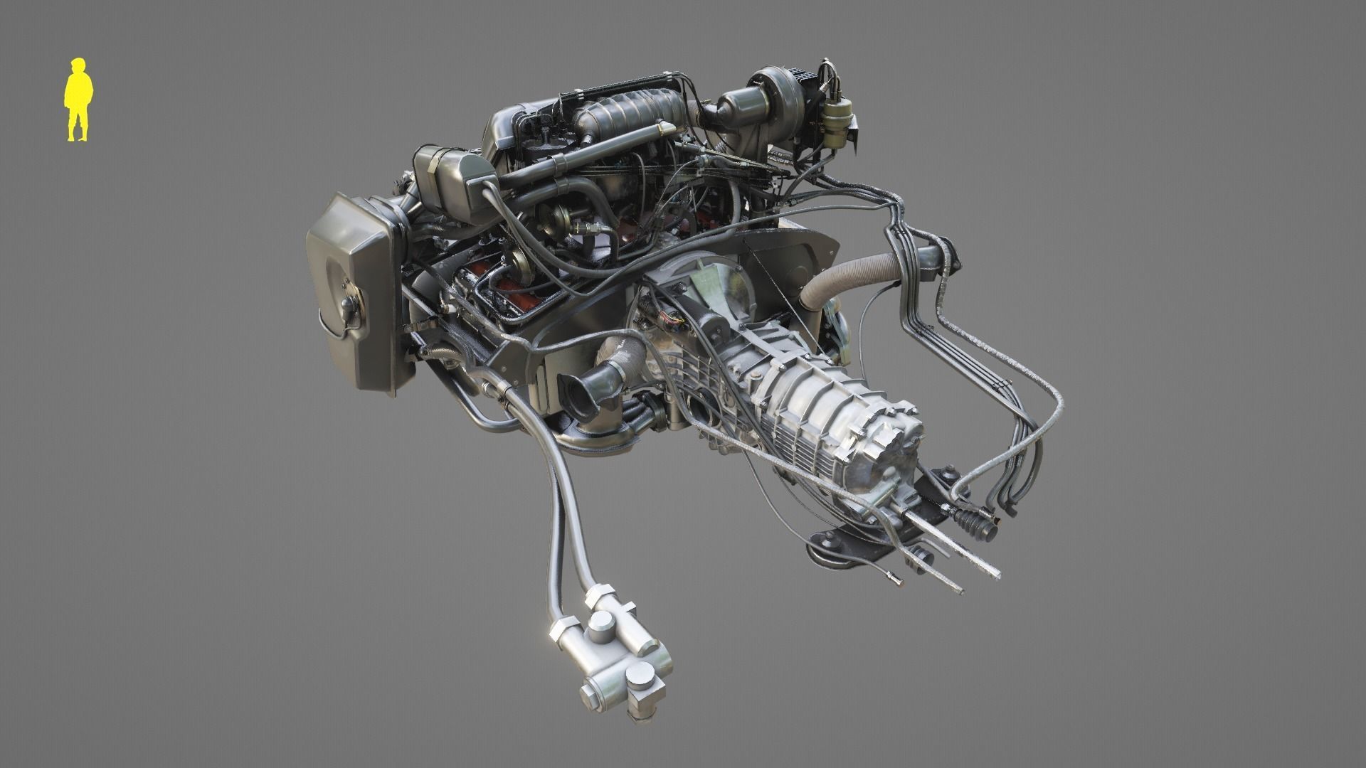 3D model Porsche 911SC Engine with 915 Gearbox VR / AR / low-poly ...