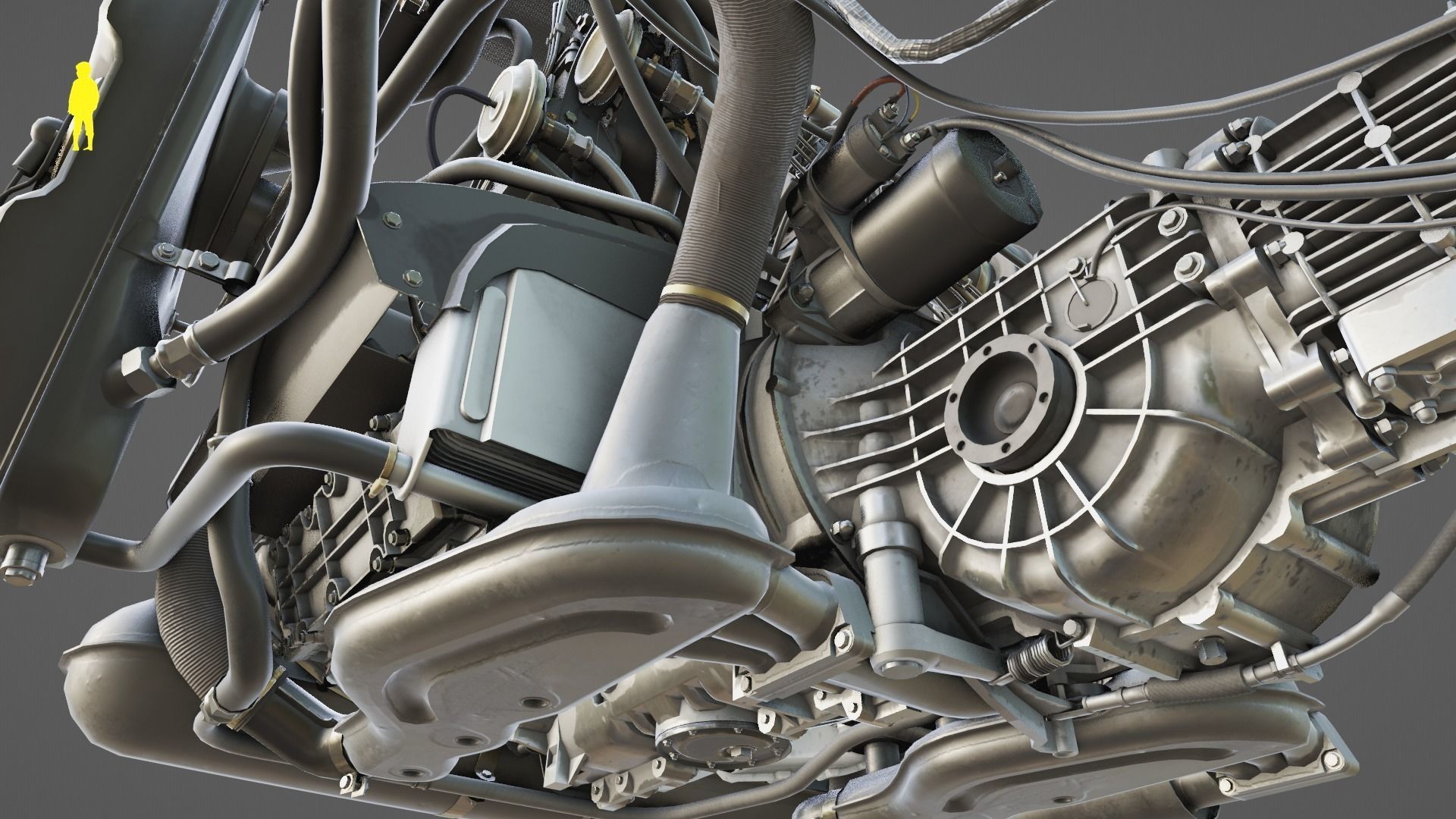 3D model Porsche 911SC Engine with 915 Gearbox VR / AR / low-poly ...