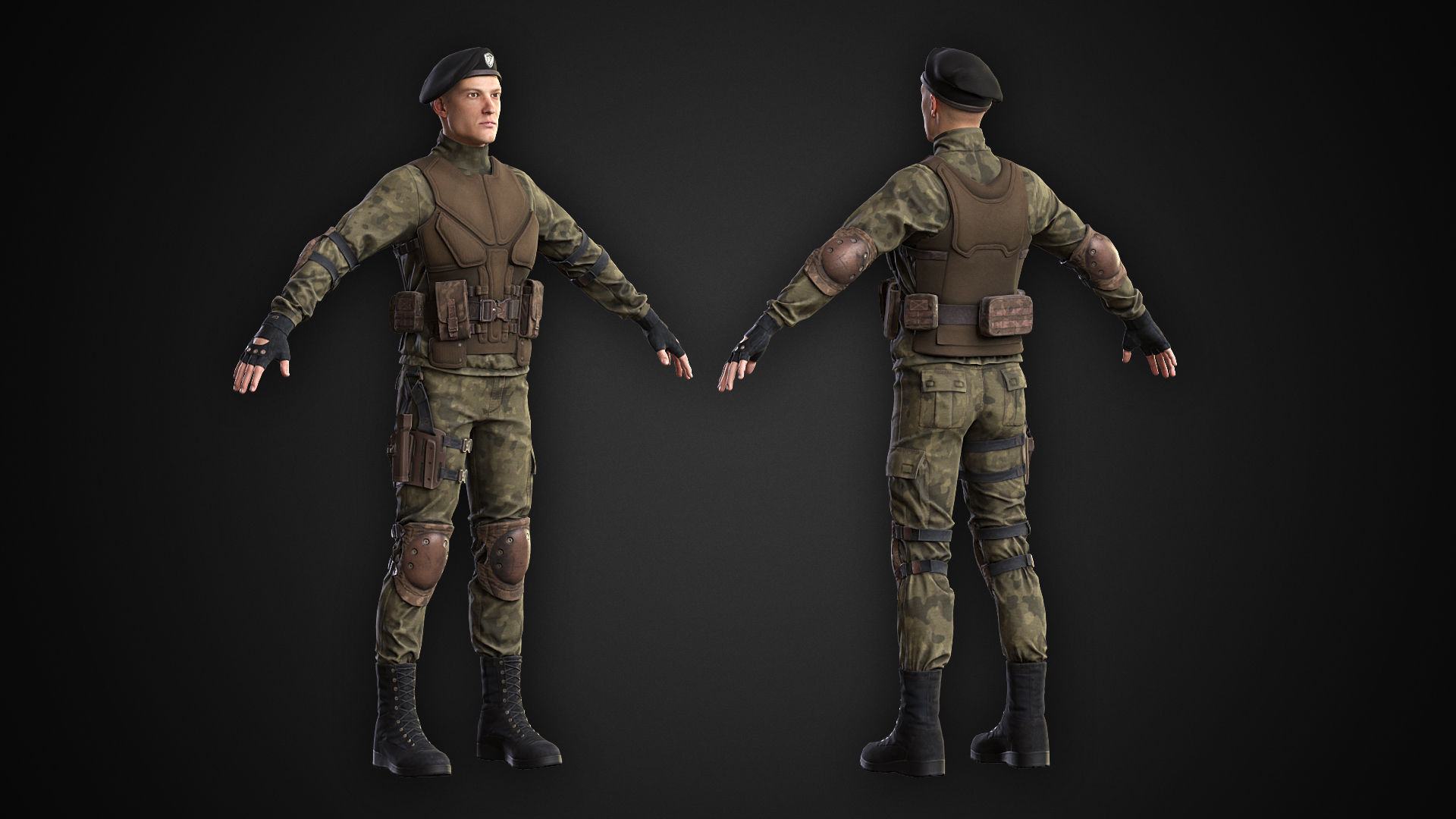 3D model Military Spy Khaki Skin VR / AR / low-poly | CGTrader